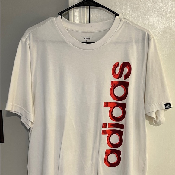 adidas | Shirts | Adidas Mens Tee With Vertical Red Logo | Poshmark
